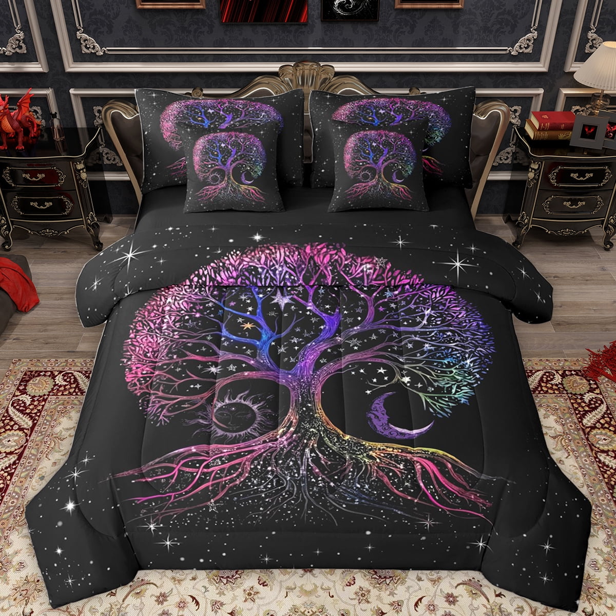 Feelyou Dreamy Life Tree Twin Bedding Sets 7-Piece, Glitter Stars ...