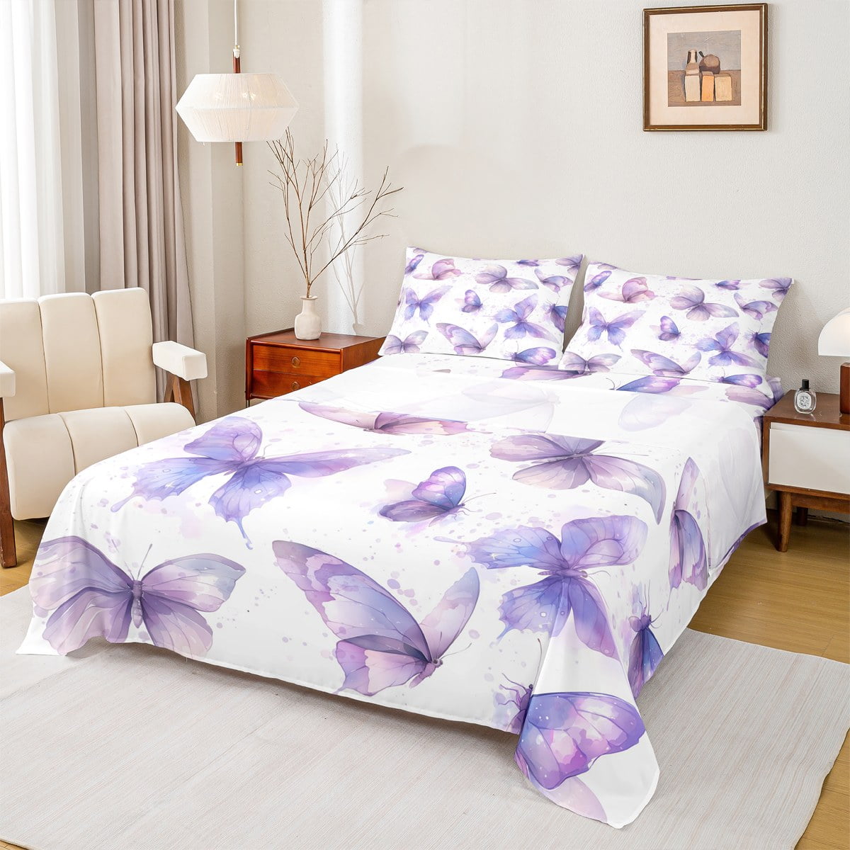 Feelyou Dreamy Purple Butterfly Twin Sheet Sets, Animal Theme Twin ...