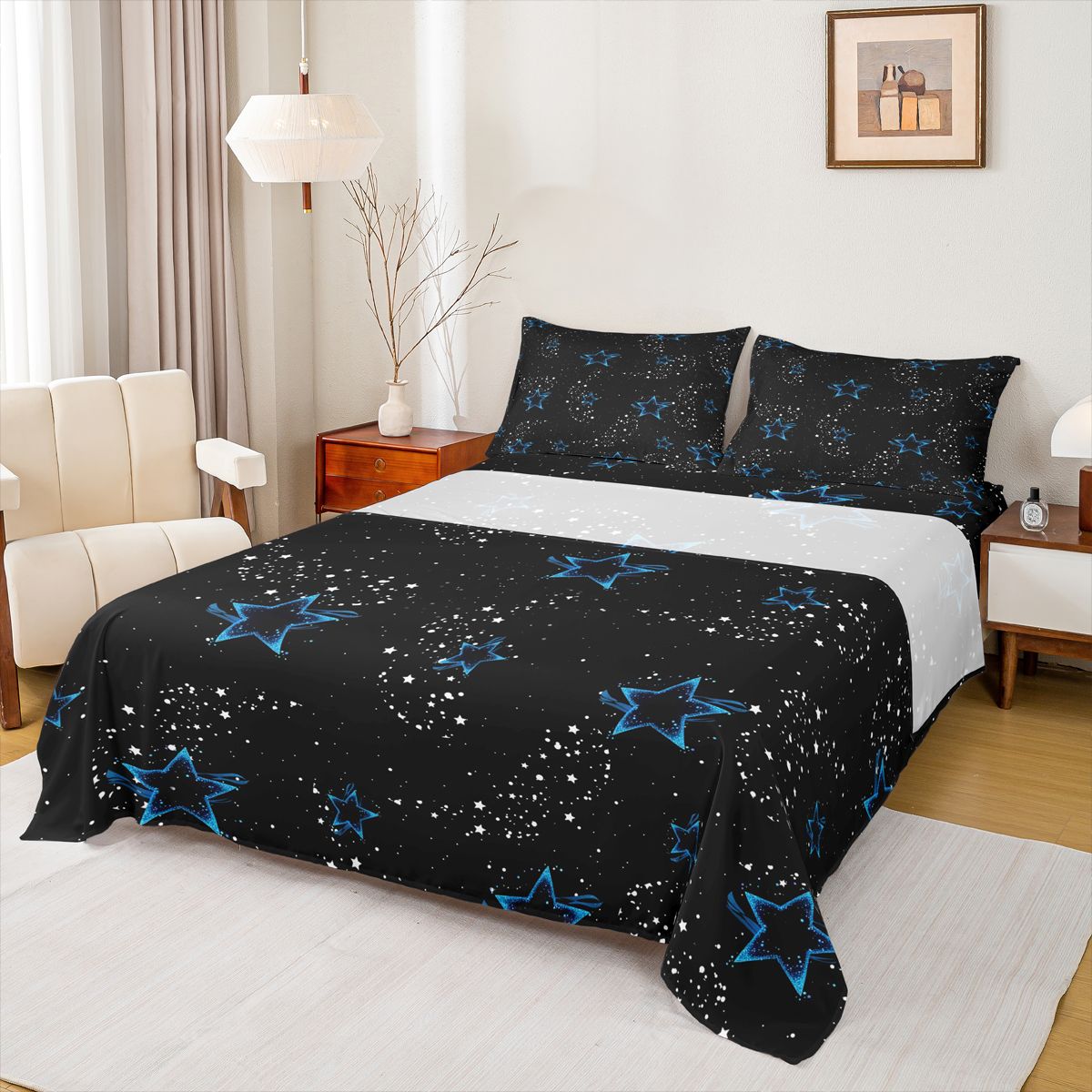 Feelyou Dreamy Stars Galaxy Full Size Sheets for Kids, Glitter ...
