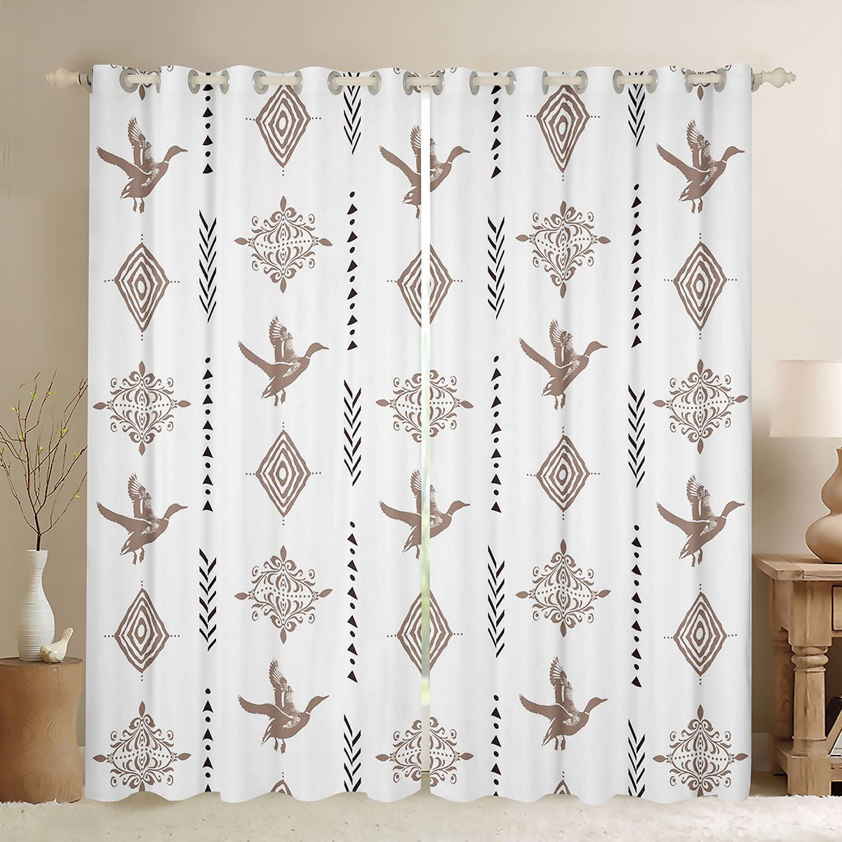 Feelyou Duck Animal Curtains Pack of 2 (42x84 Each), Western Aztec ...