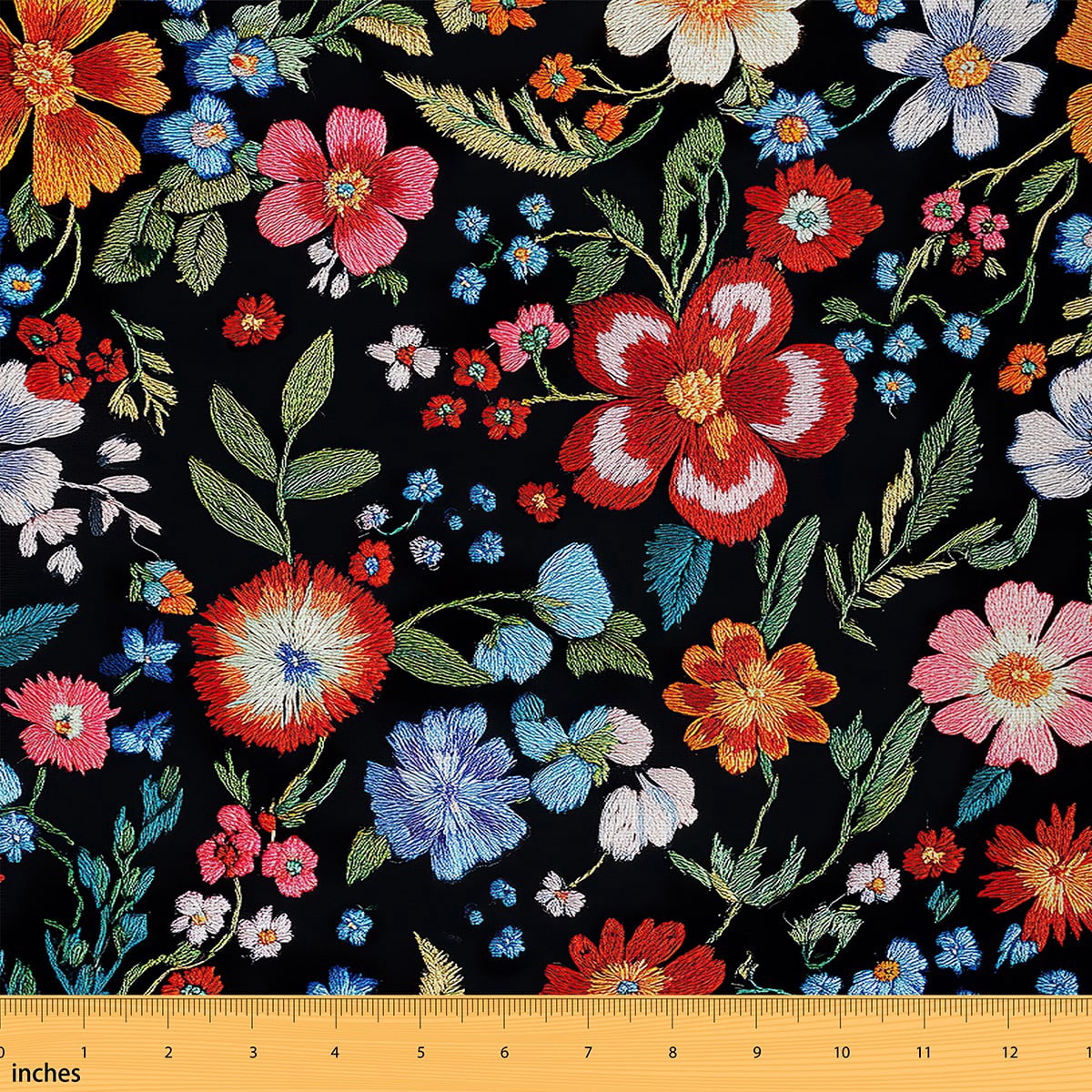 Feelyou Embroidery Flower Print Fabric by the Yard 1 Yard, Groovy ...
