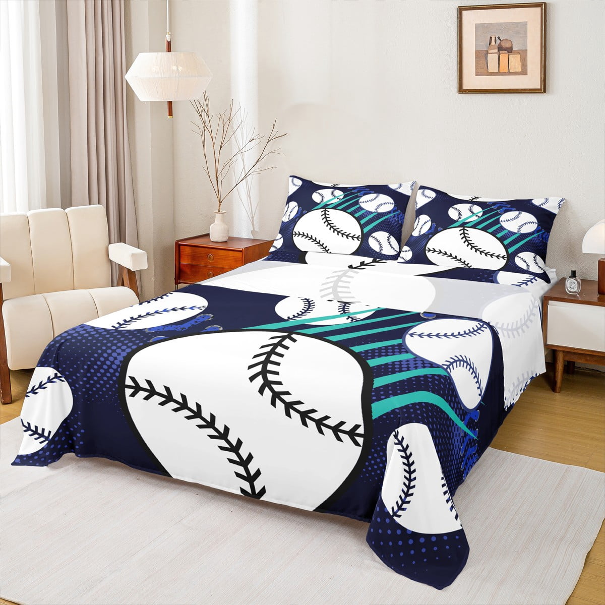 Feelyou Est Baseball Sleep Full Size Sheets for Kids, Fashion Polkadot ...