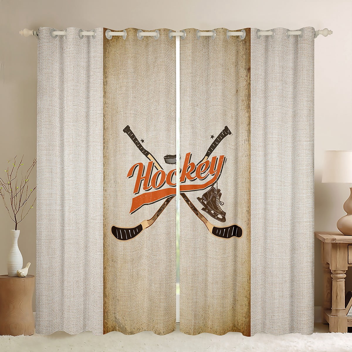 Feelyou Est Hockey Sleep Black Out Curtains, Vintage American Sport ...