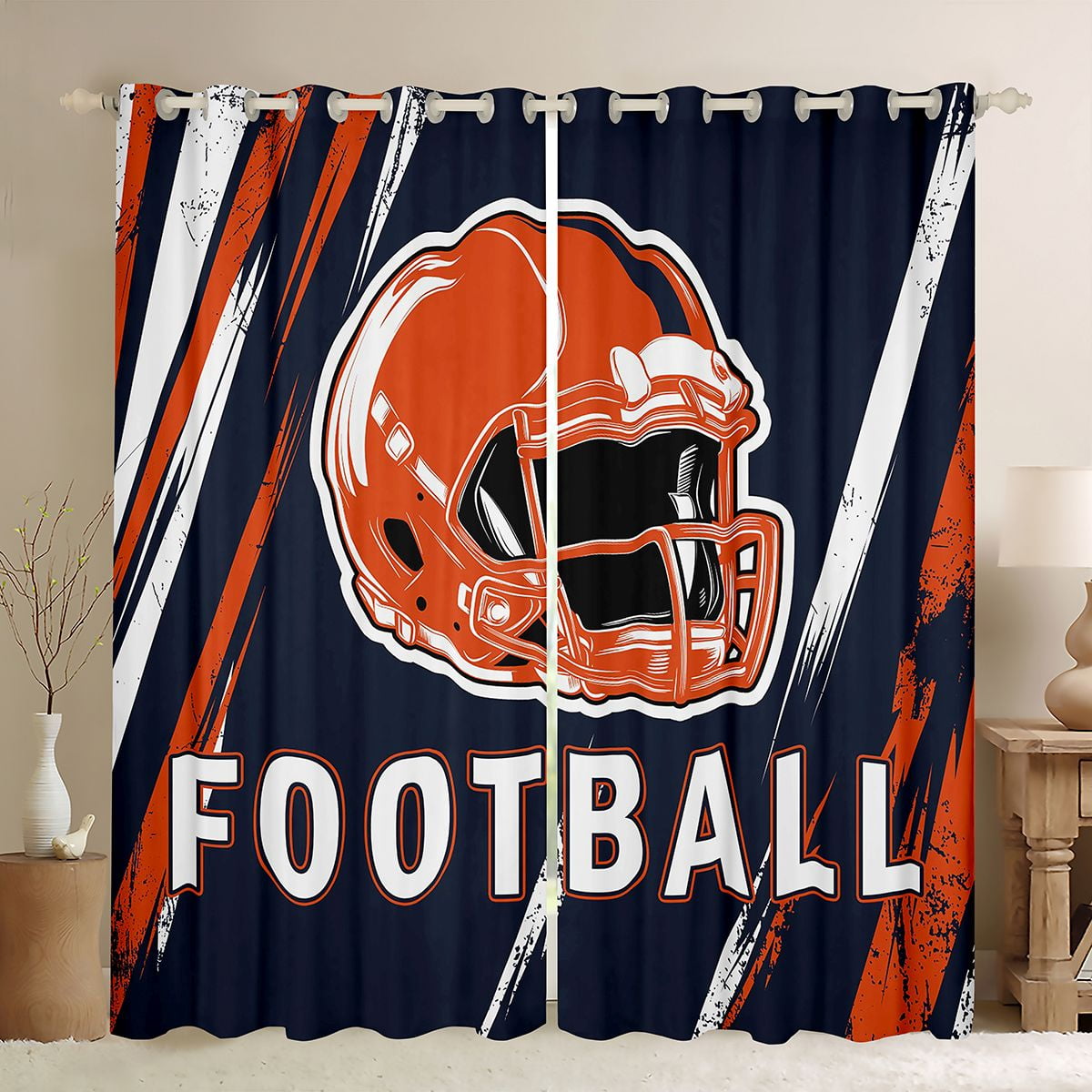 Feelyou Est Rugby Sleep Curtains Pack of 2 (42x84 Each), Sport Theme ...