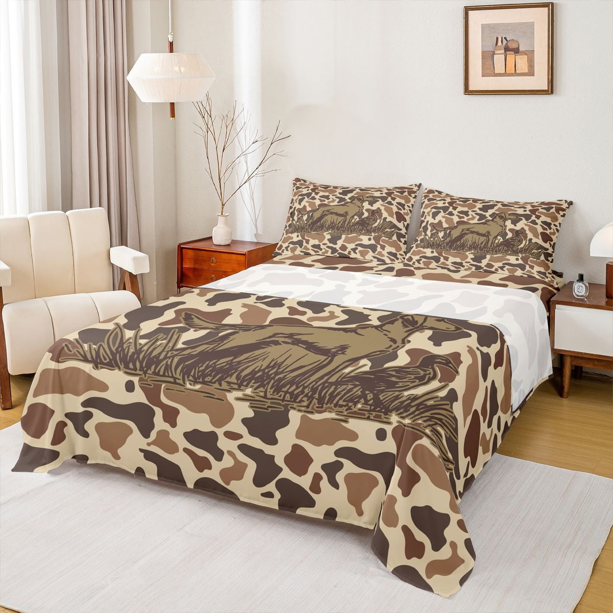 Feelyou Farm Dog Animal Twin Sheet Sets, Rustic Camo Abstract Bedding ...