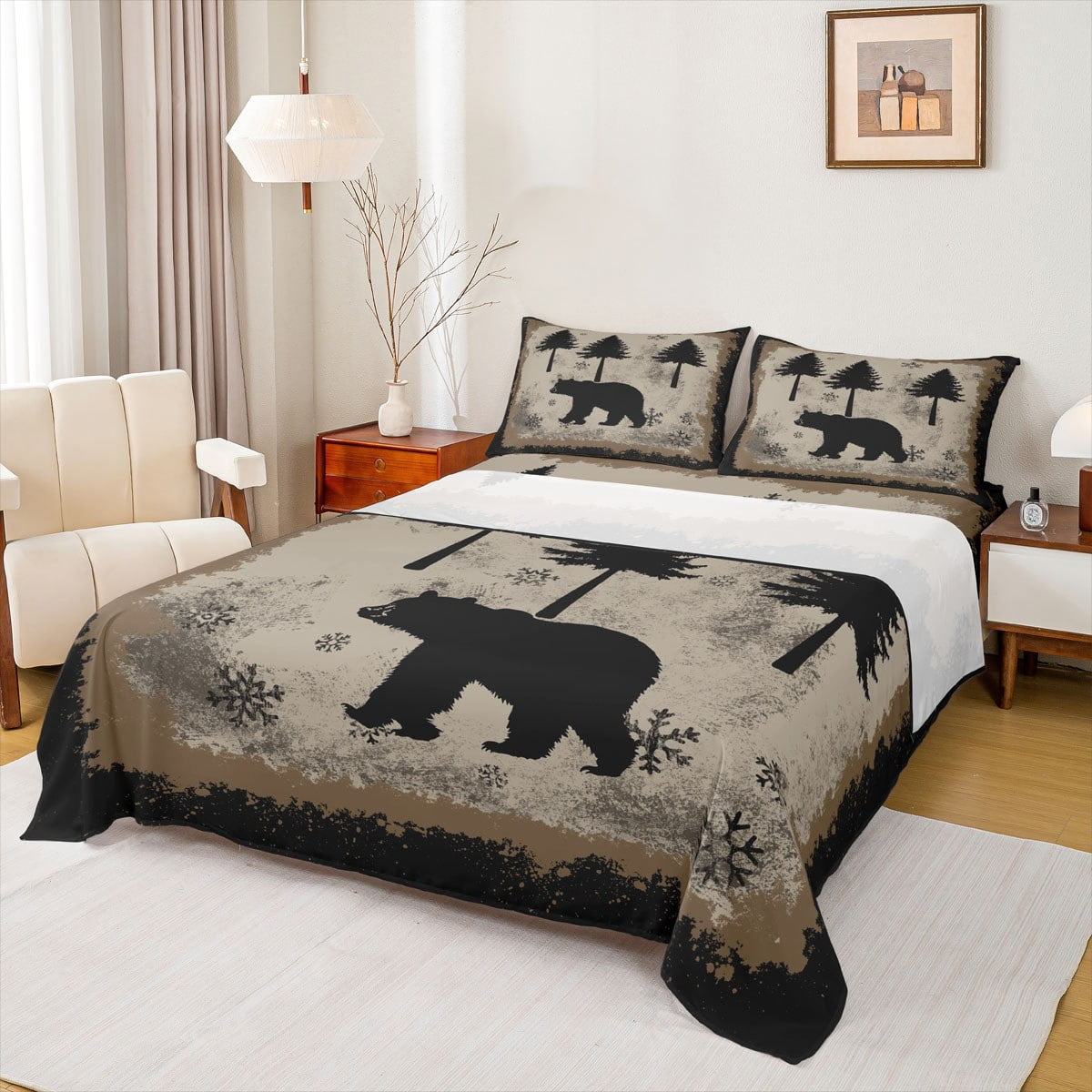 Feelyou Farmhouse Bear Animal Bed Sheets, Western Woodland Animal King ...