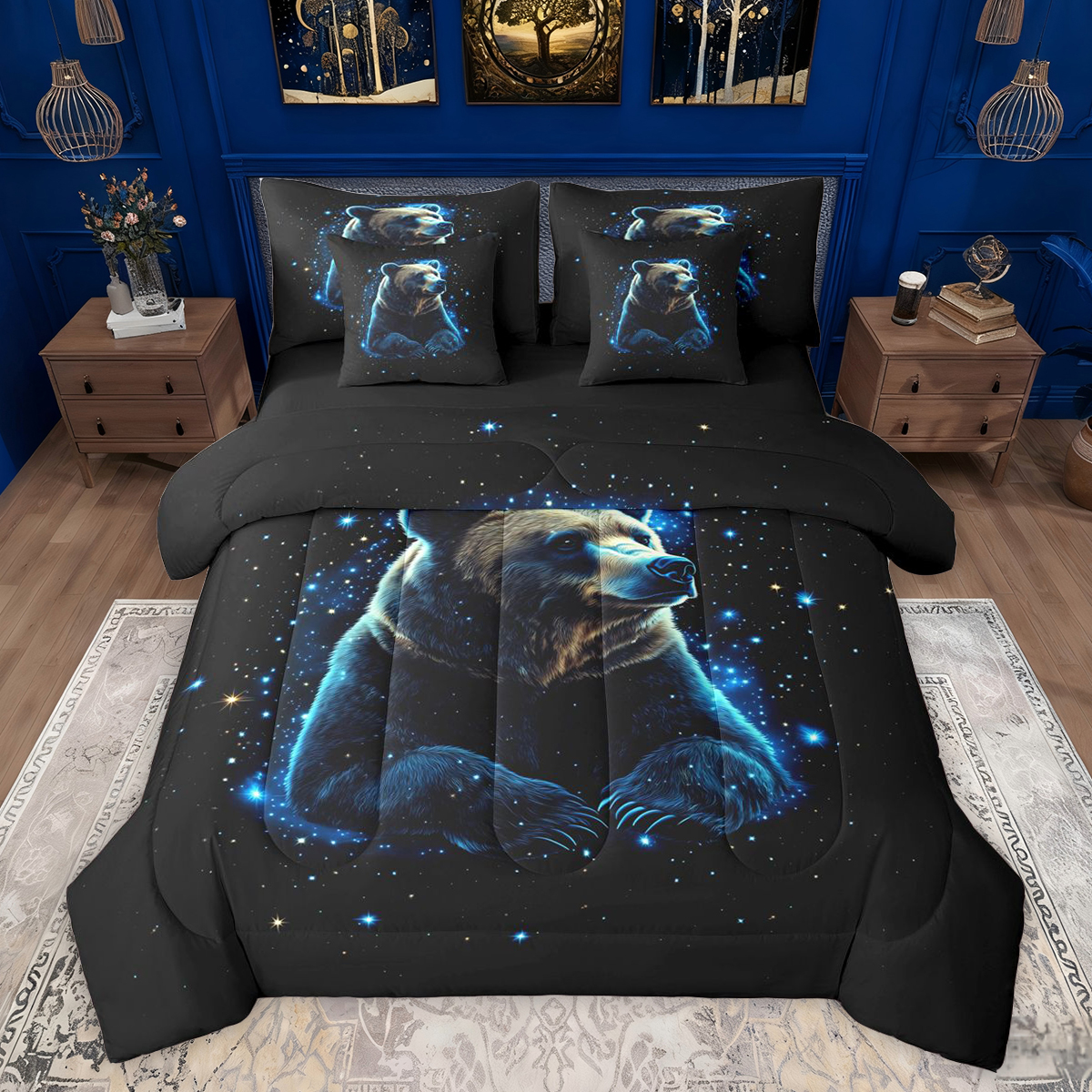 Feelyou Farmhouse Bear Animal Bedding Comforter Set 7pcs, Dreamy Bling ...