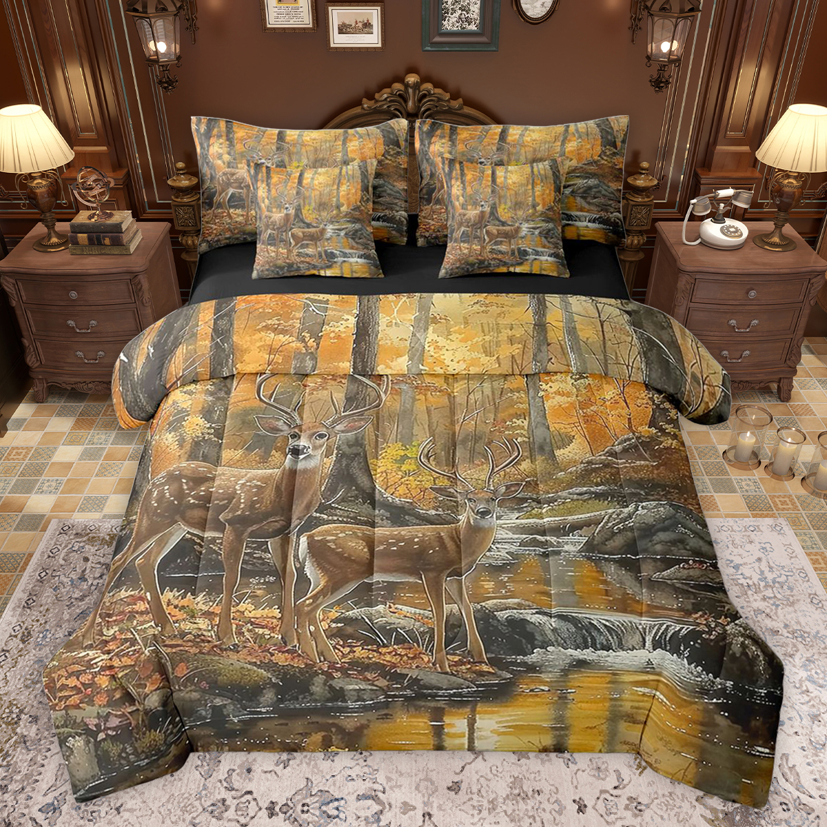 Feelyou Farmhouse Deer Elk Bedding Comforter Set 7pcs, Woodland ...