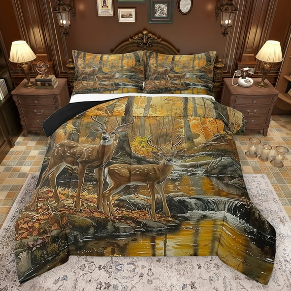 Feelyou Farmhouse Deer Elk Full Size Comforter Sets, Woodland Wildlife ...