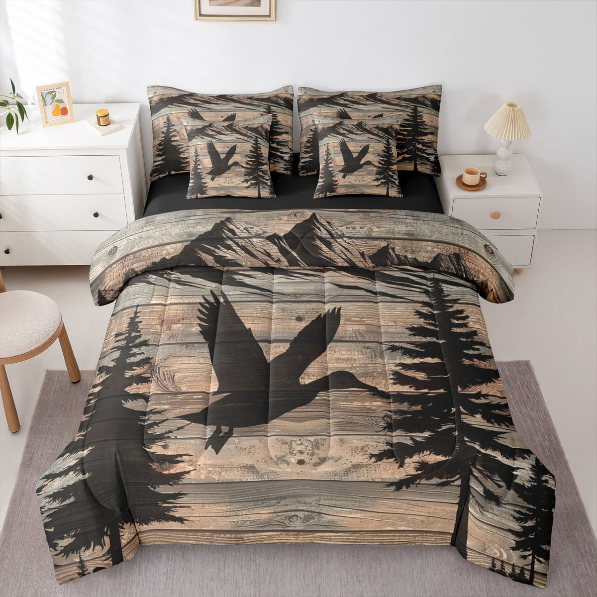 Feelyou Farmhouse Duck Animal Bedding Comforter Set 7pcs, Pine Tree ...