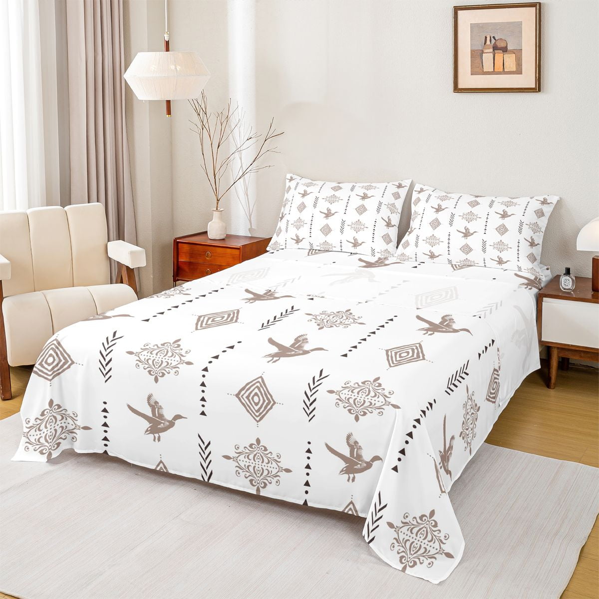 Feelyou Farmhouse Duck Animal Full Size Sheets, Western Aztec Bed ...