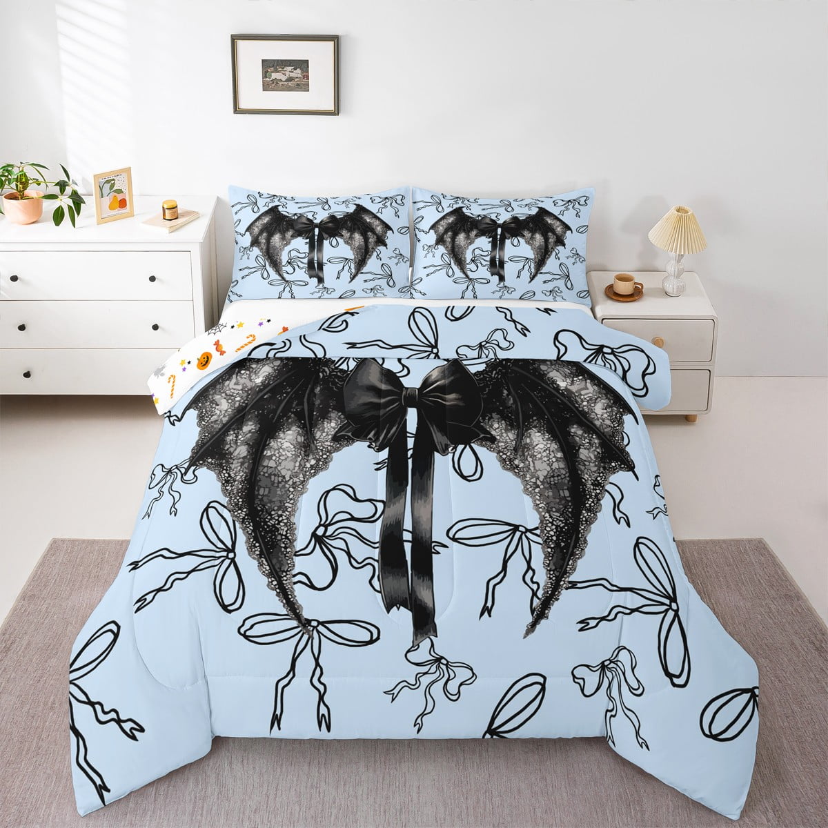 Feelyou Fashion Black Angel Queen Comforter Set for Teens, Magic Fairy ...