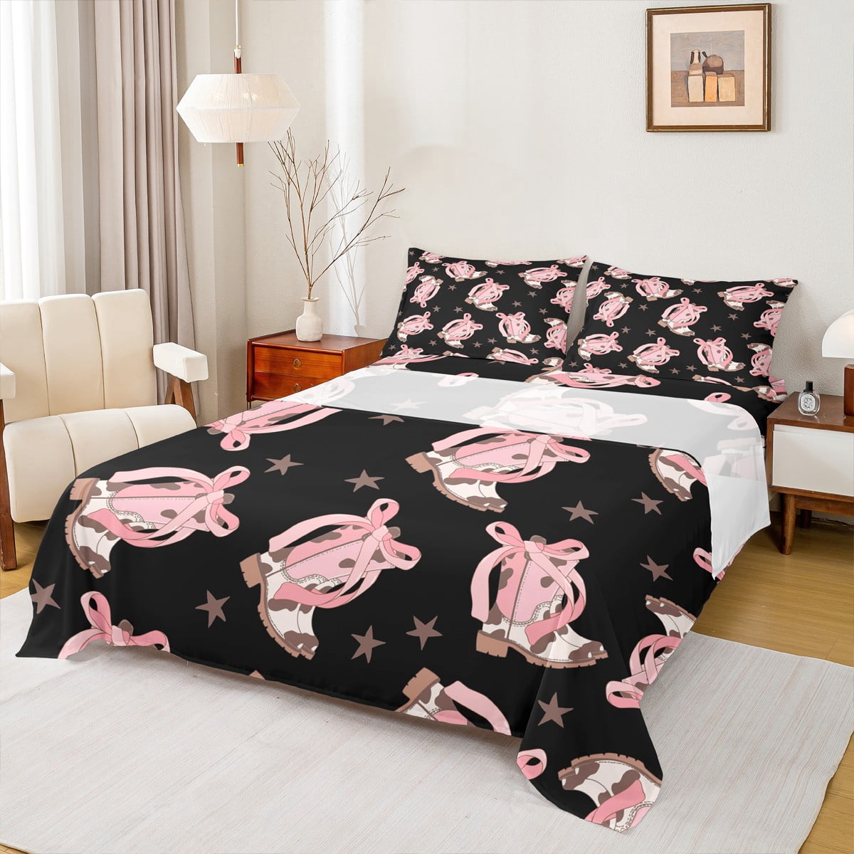 Feelyou Fashion Bowknot Boot Full Size Sheets for Girl, Cute Western ...