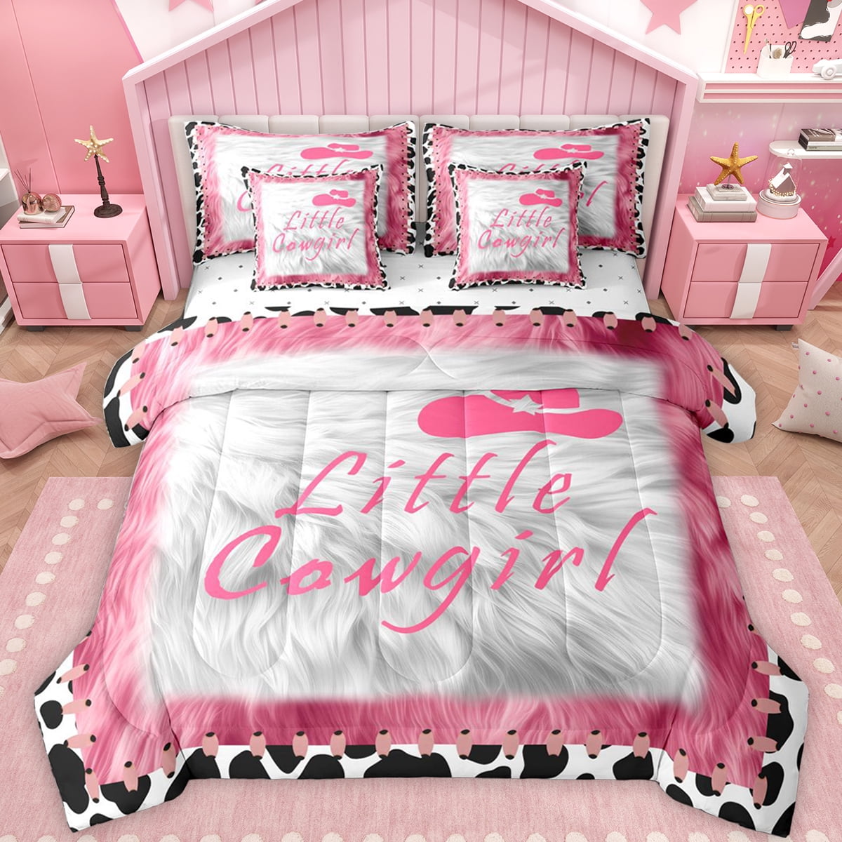 Feelyou Fashion Cow Print Bedding Comforter Set 7 Pieces, Kawaii Litter ...