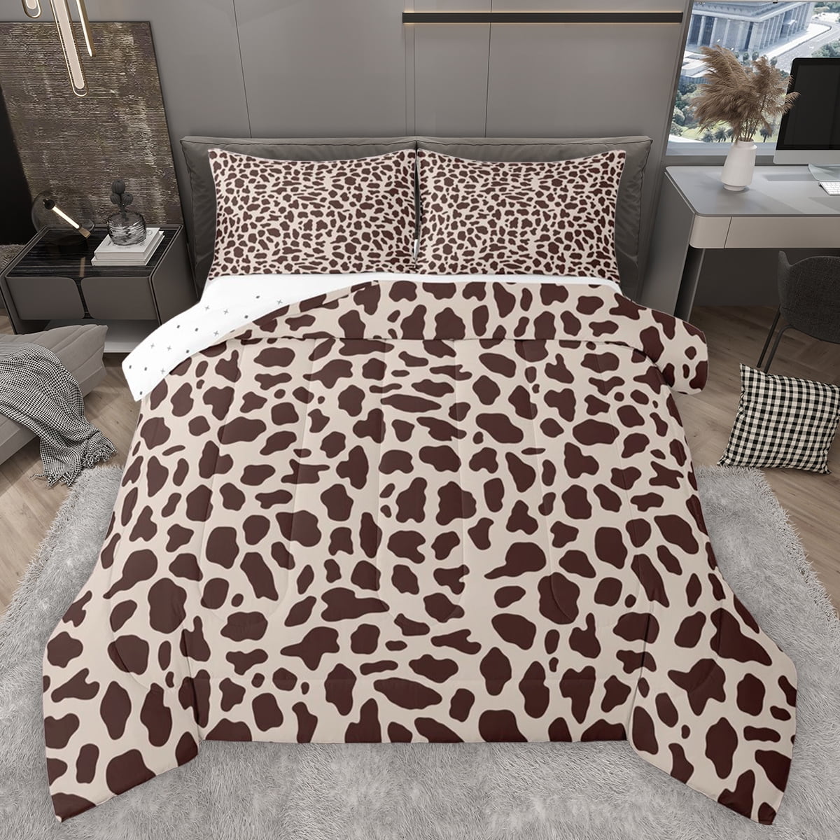 Feelyou Fashion Cow Print Queen Comforter Set, Chic Polkadots Abstract ...