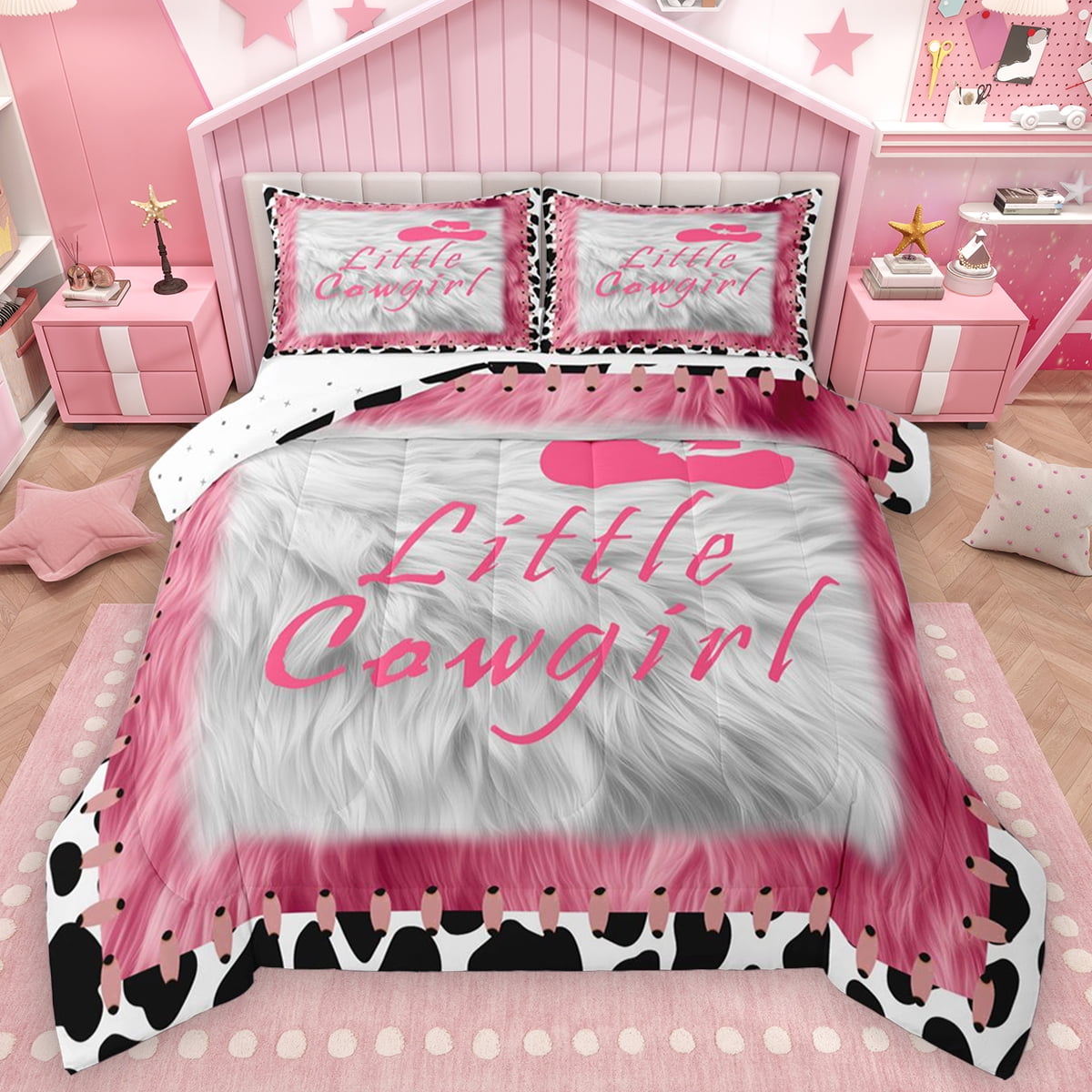 Feelyou Fashion Cow Print Queen Comforter Set, Kawaii Litter Cowgirl ...
