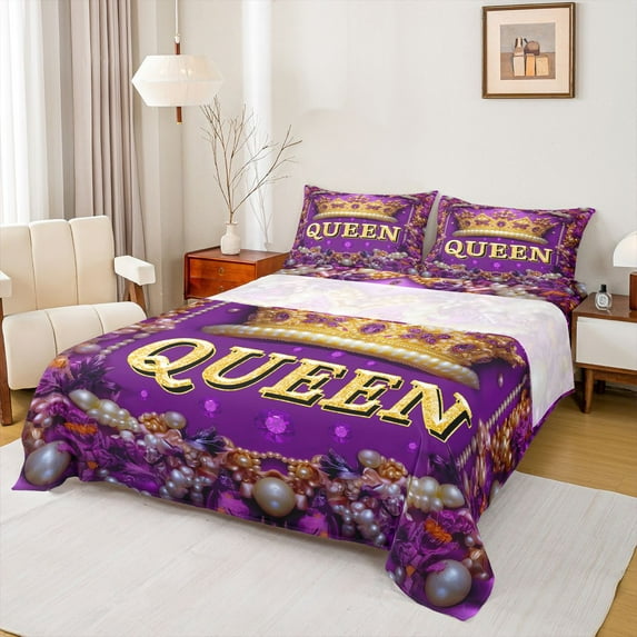 Feelyou Fashion Crown Teen Queen Sheet Sets, Couple Anniversary Bed Set ...