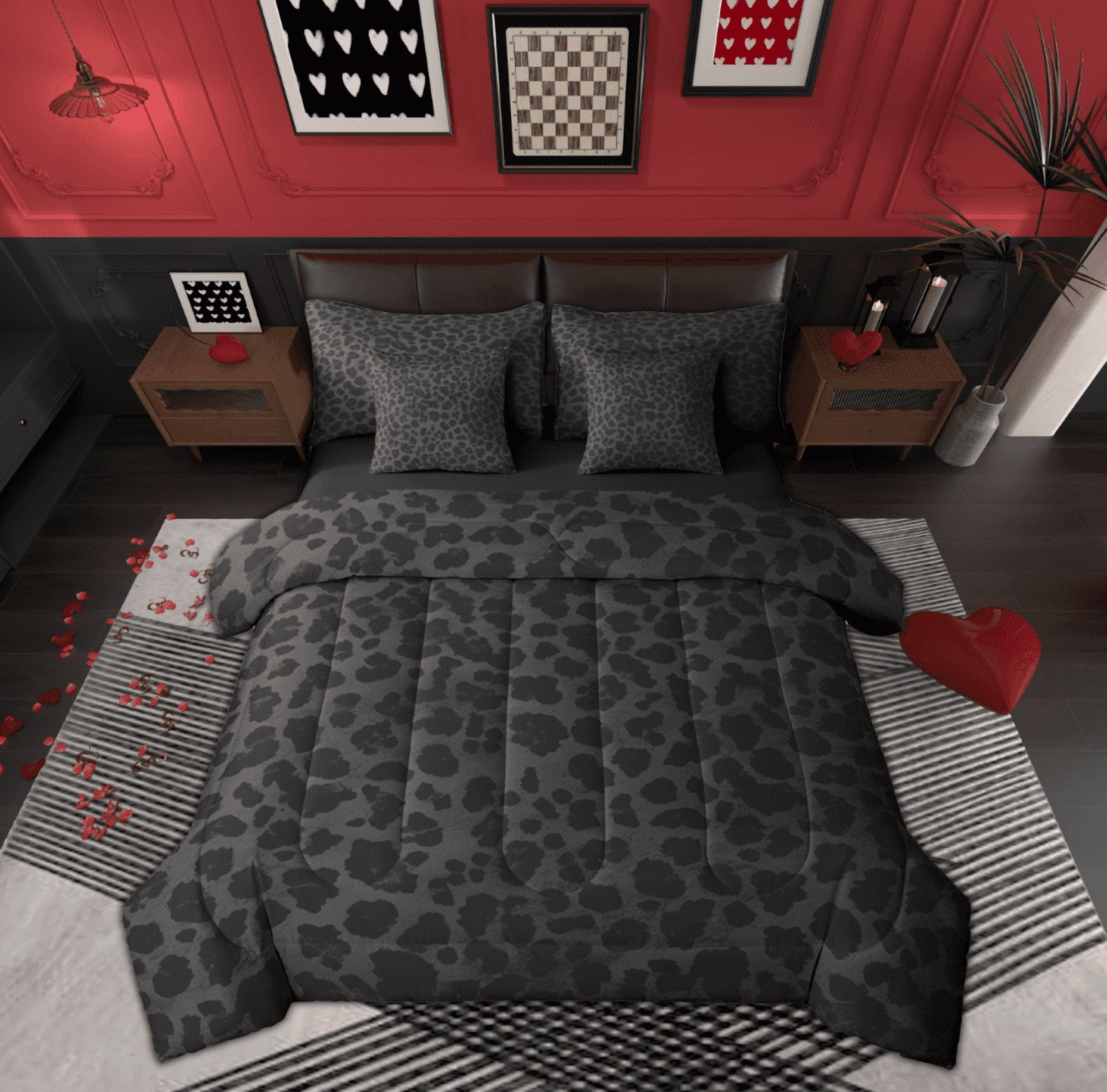 Feelyou Fashion Leopard Print Bedding Comforter Set 7 Pieces for Kids ...