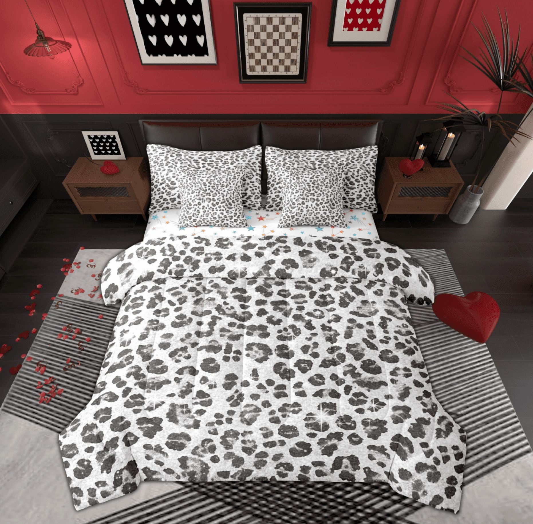 Feelyou Fashion Leopard Print Bedding Comforter Set 7 Pieces for Kids ...