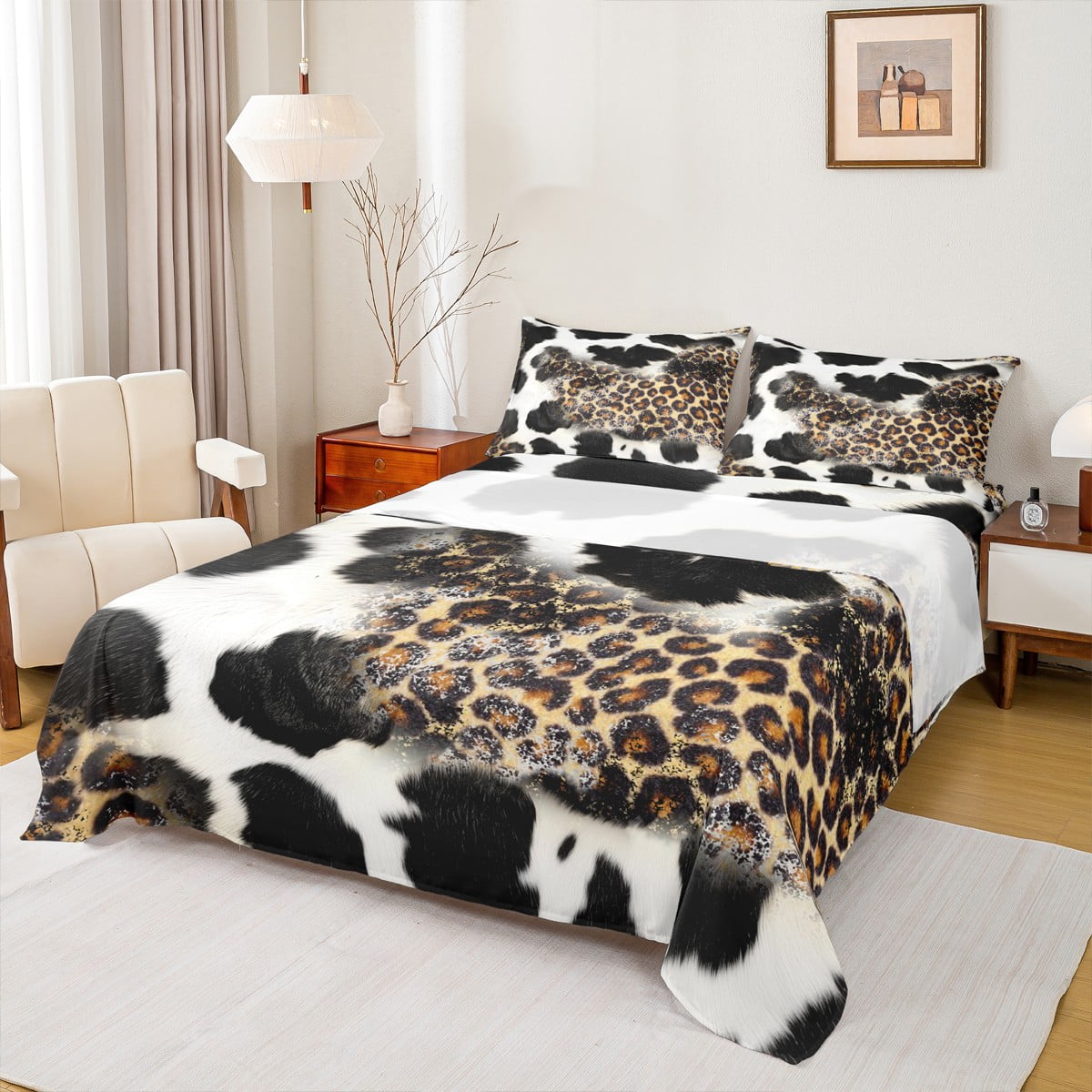Feelyou Fashion Leopard Print Full Size Sheets, Cow Cheetah Animal Bed ...
