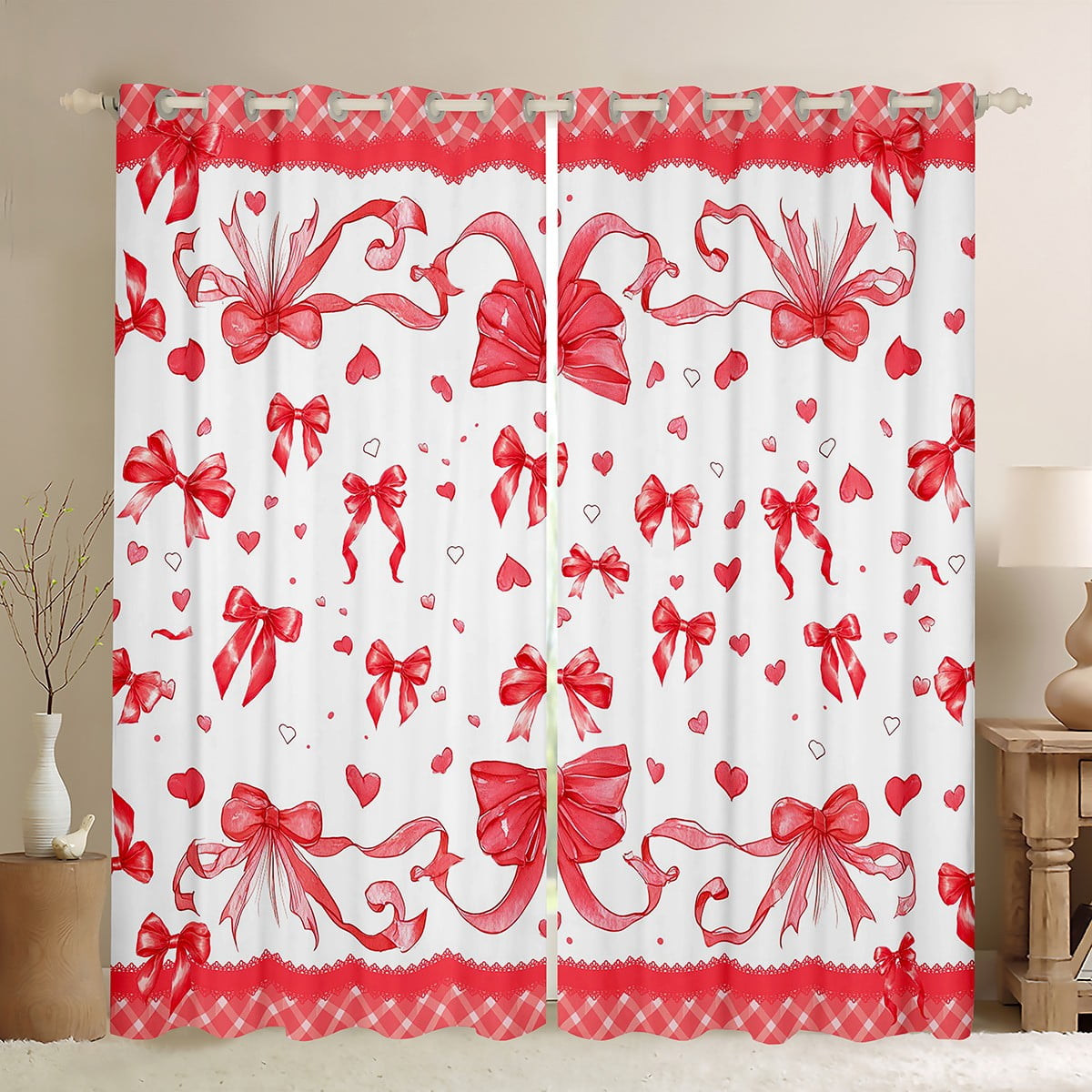 Feelyou Fashion Princess Bow Curtains Pack of 2 (42x84 Each), Fairy ...