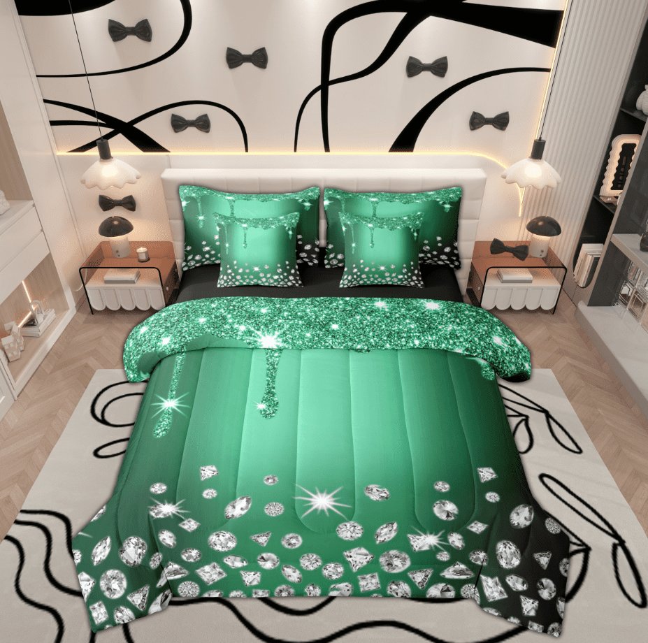 Feelyou Fashion Sequin Print Bedding Comforter Set 7pcs for Girls ...