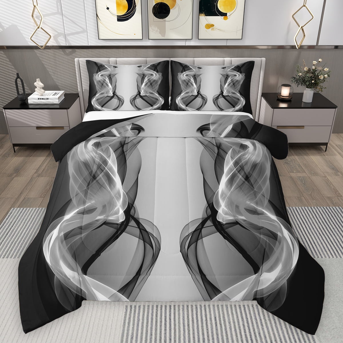 Feelyou Fashion Stripes Abstract Queen Comforter Set, Chic Modern ...