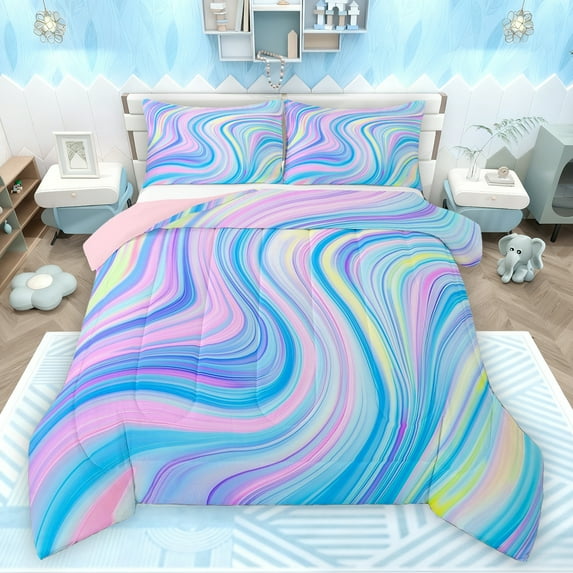 Feelyou Fashion Stripes Lines Full Size Comforter Sets, Chic Marbling ...