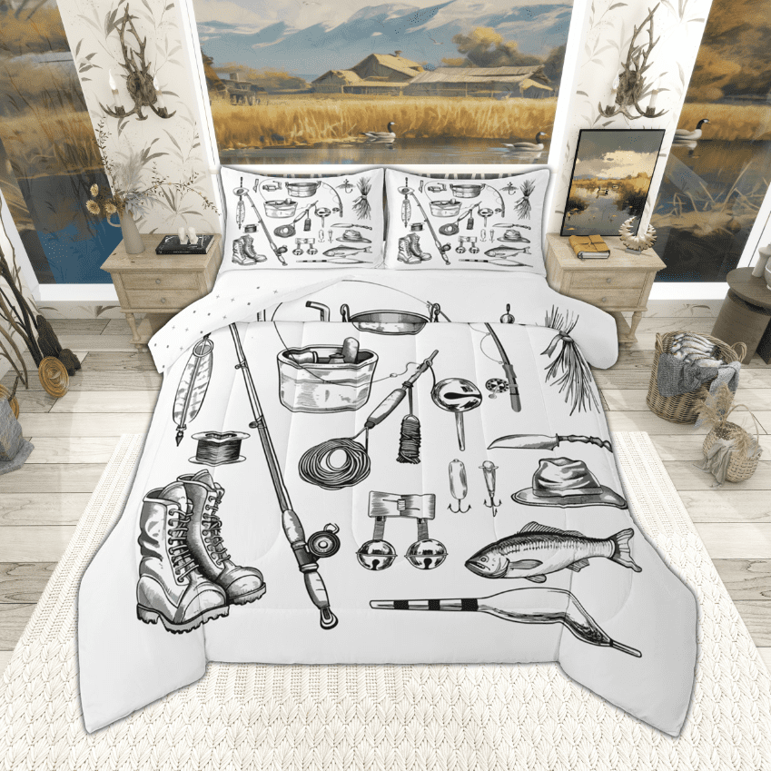 Feelyou Fishing Theme Full Size Comforter Sets, Pike Fish Bedding ...