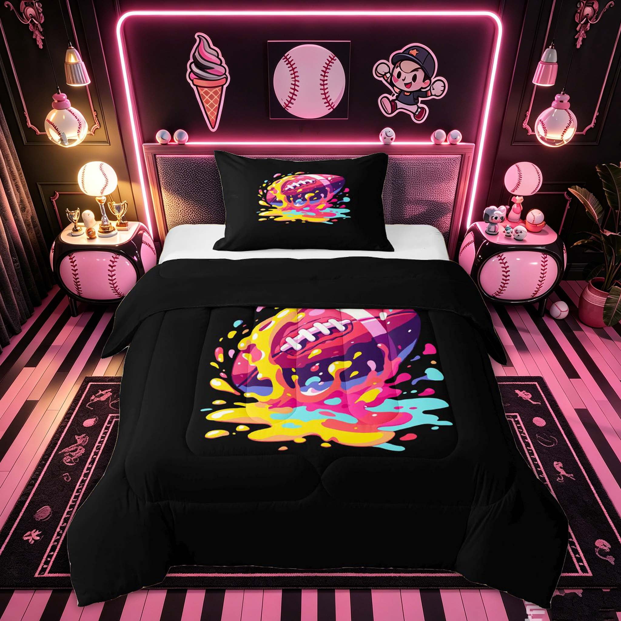 Feelyou Football Ice Cream Twin Comforter Sets for Boys, Graffiti Sport ...