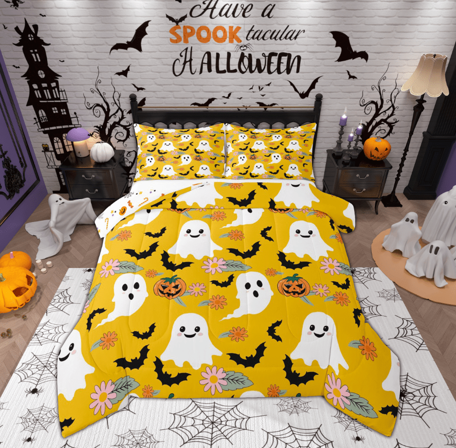 Feelyou Funny Cute Ghost Queen Comforter Set for Kids, Rustic Groovy ...