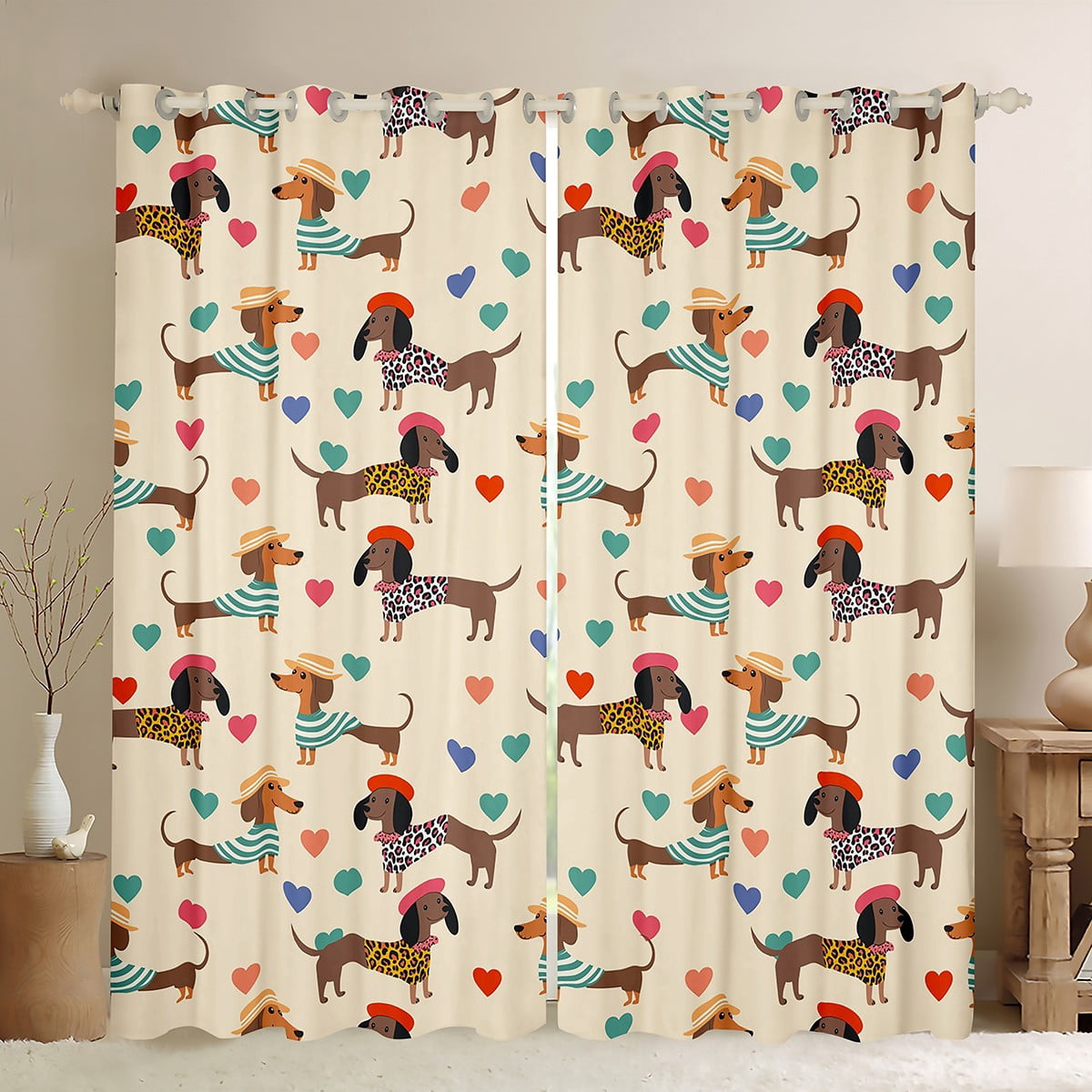 Feelyou Funny Dachshund Lover Blackout Curtains Set of 2 (52x84 Each ...