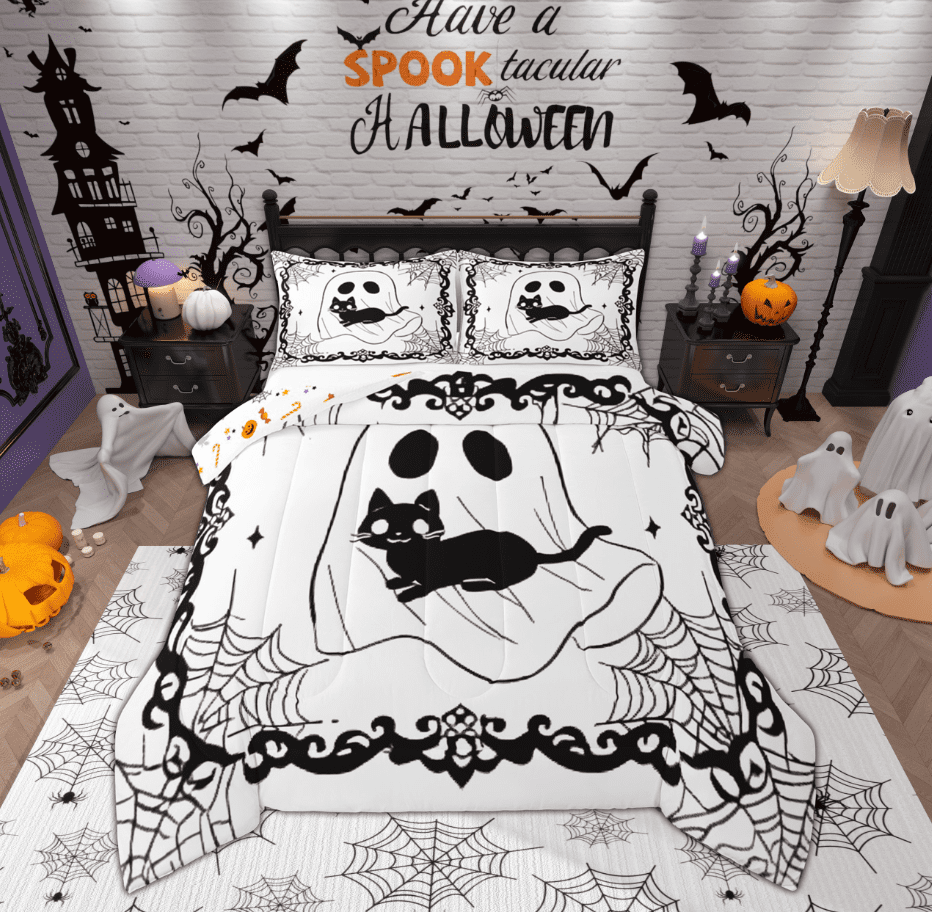 Feelyou Funny Halloween Ghost Bedding Comforter Set, Gothic Spider Web ...