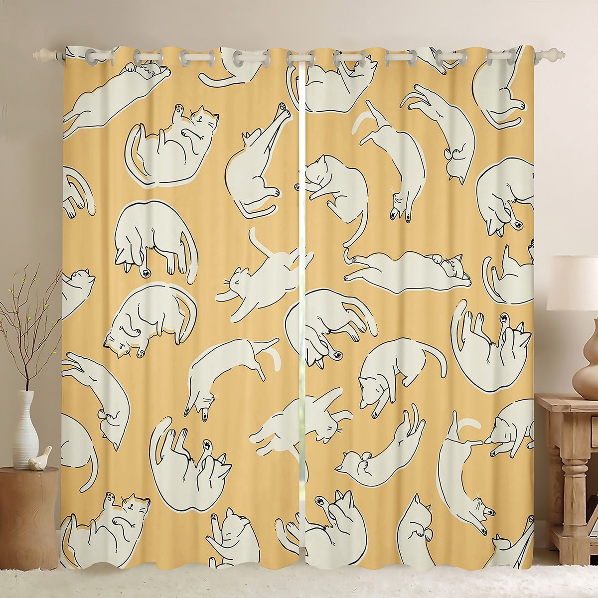 Feelyou Funny Kitten Cat Curtains Pack of 2 (42x84 Each), Kawaii ...