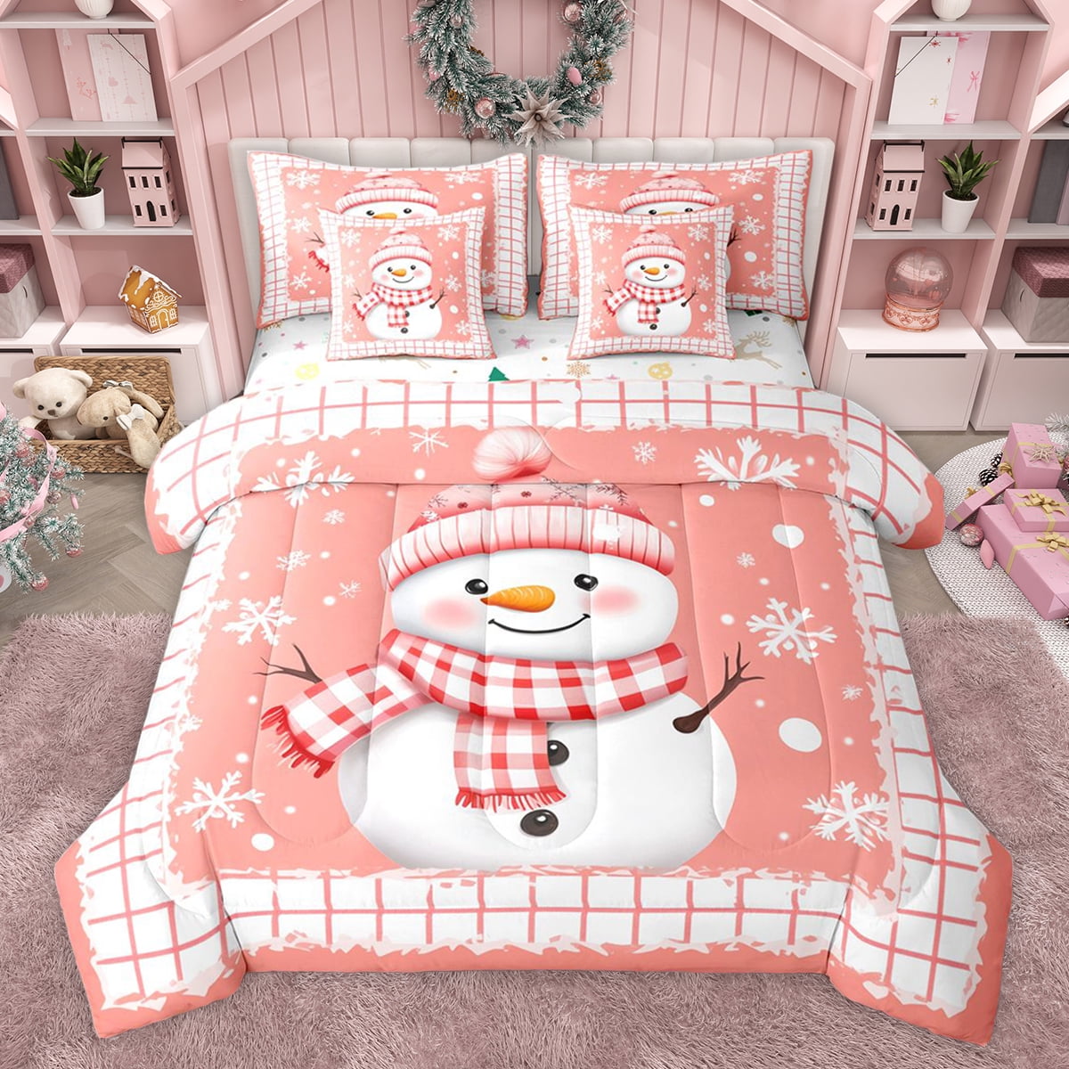 Feelyou Funny Orange Snowman Twin Bedding Sets 7-Piece for Teens ...