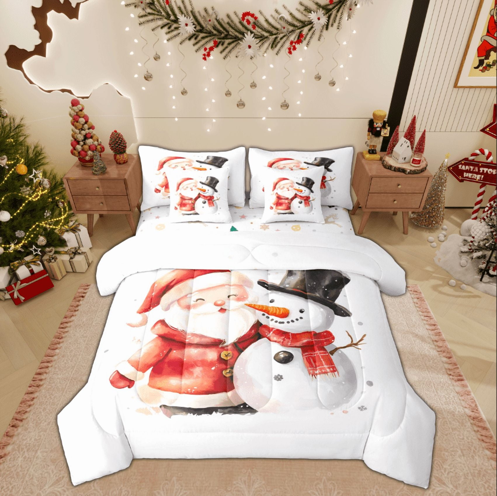 Feelyou Funny Santa Claus Bedding Comforter Set 7 Pieces, Cartoon ...