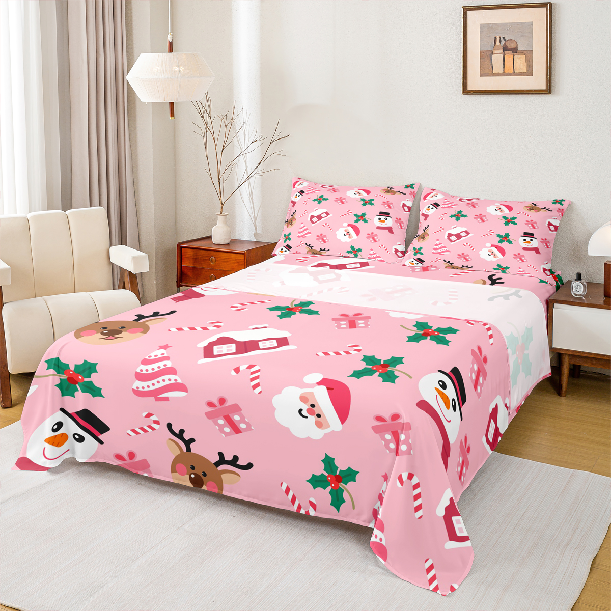 Feelyou Funny Santa Claus Full Size Sheets for Teen, Cartoon Winter ...