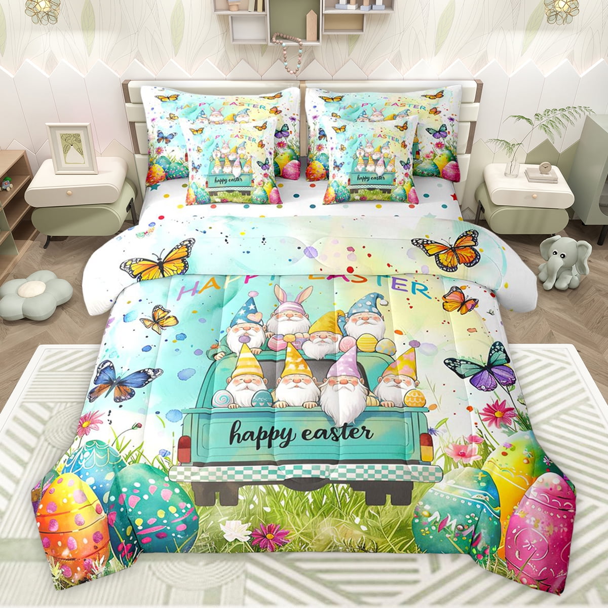 Feelyou Funny Spring Gnome Bedding Comforter Set 7 Pieces for Child ...