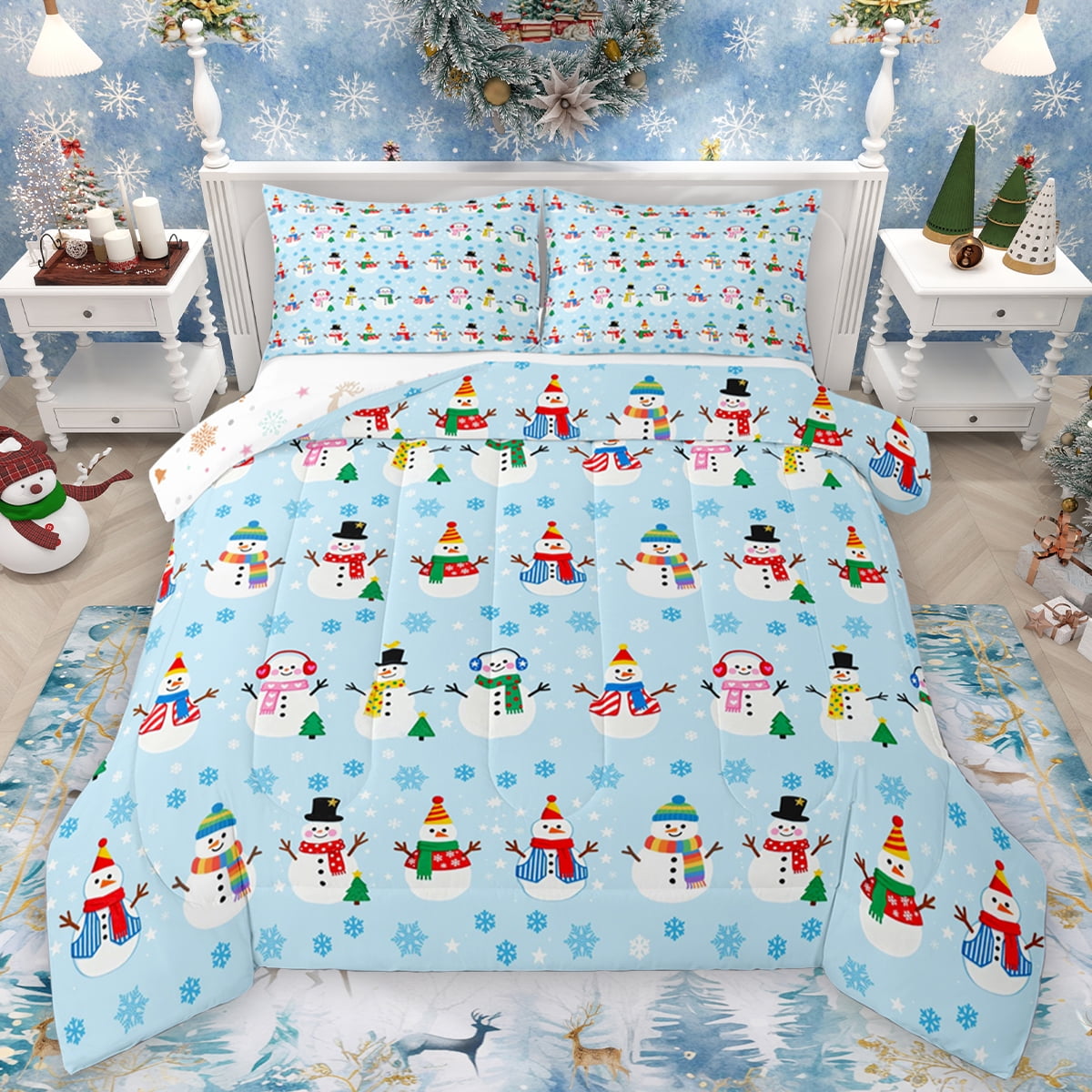 Feelyou Funny Winter Snowman Bedding Comforter Set for Kids, Christmas ...