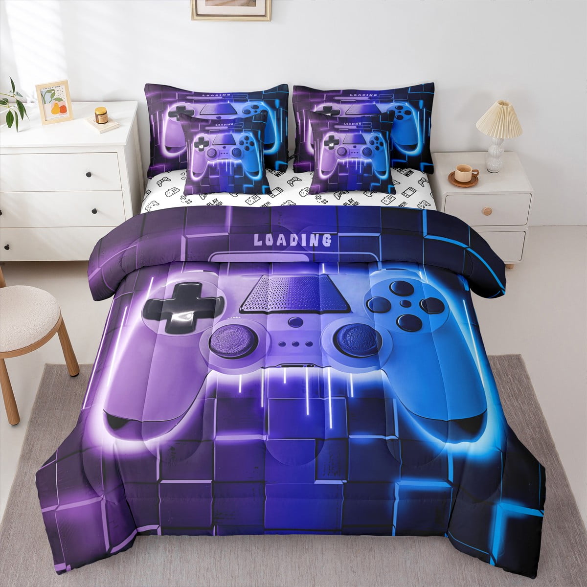 Feelyou Futuristic Game Controller Bedding Comforter Set 7pcs for Kids ...
