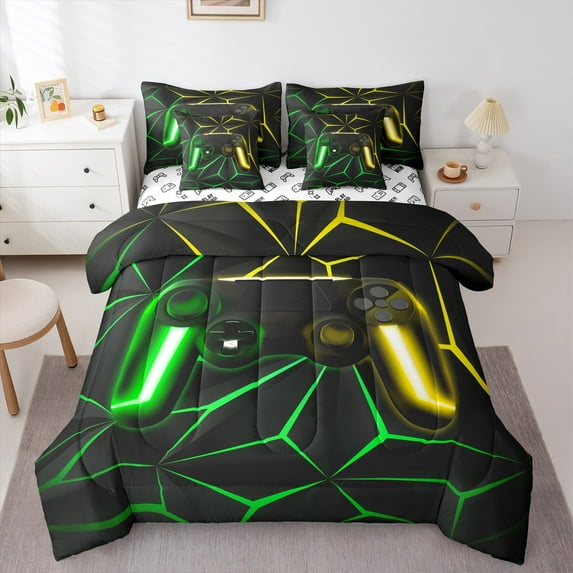 Feelyou Futuristic Gamepad Boys Bedding Comforter Set 7pcs, Green ...