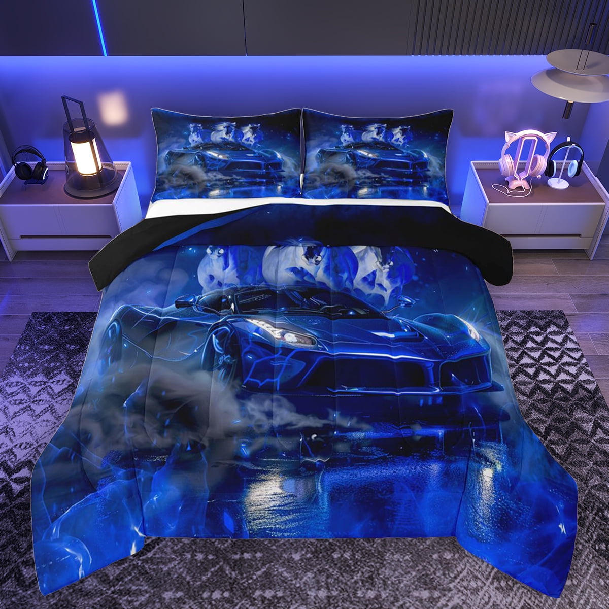 Feelyou Futuristic Sports Car Queen Comforter Set, Fashion Racing Horse ...