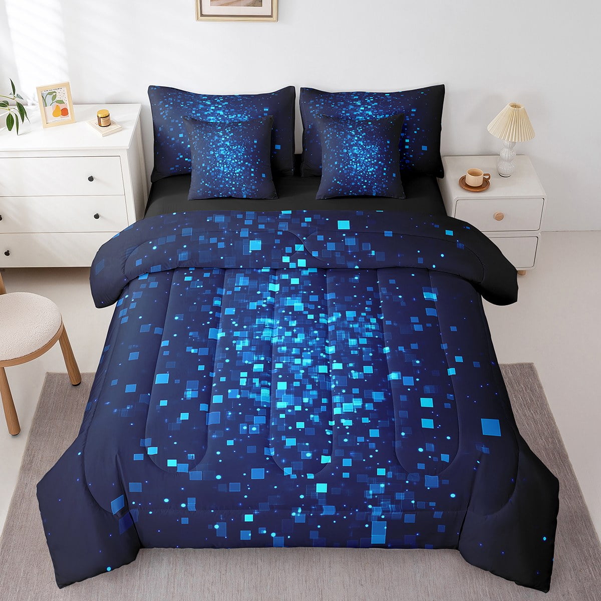 Feelyou Futuristic Square Print Bedding Comforter Set 7pcs for Boy ...
