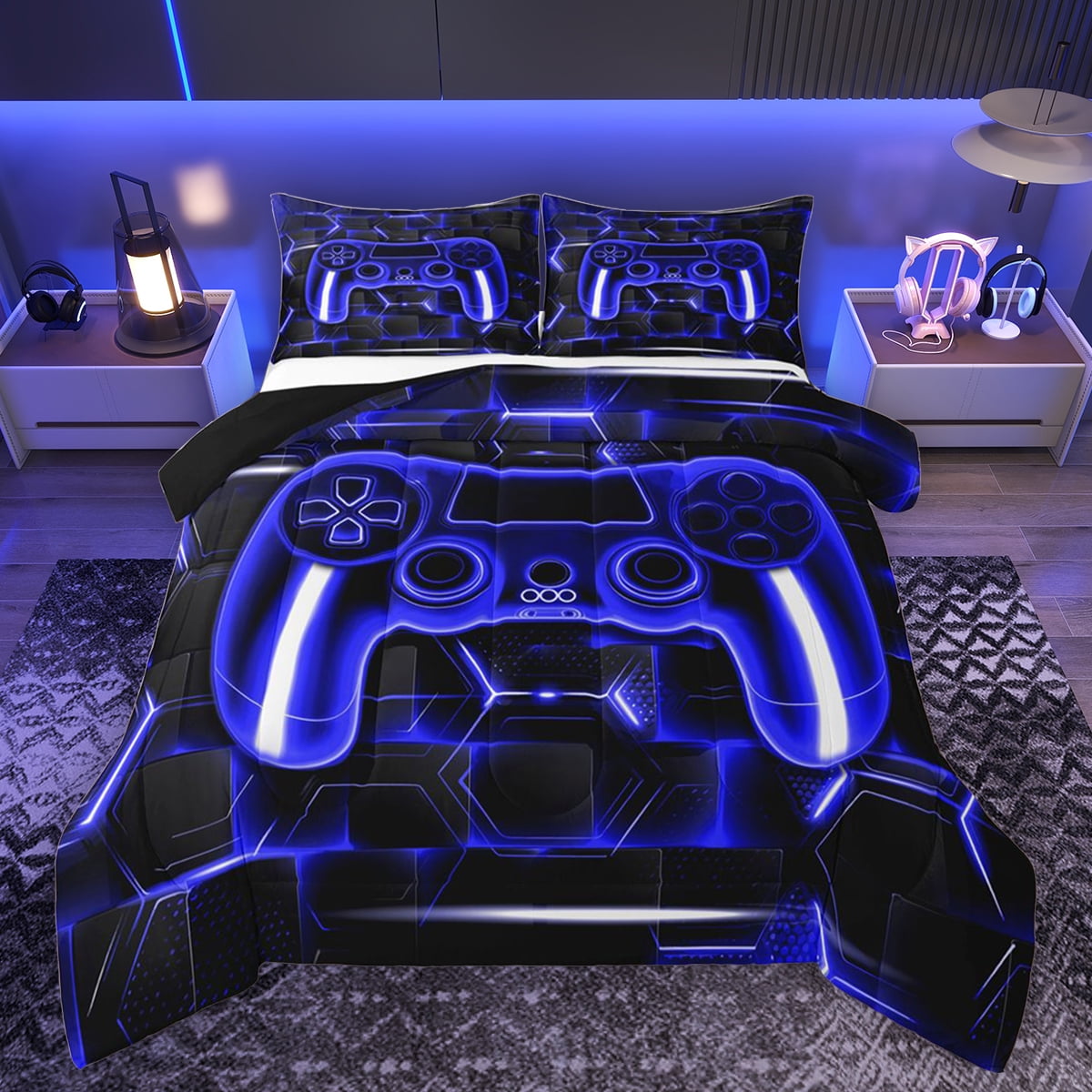 Feelyou Gaming Controller Kid Queen Comforter Set, Futuristic Game ...