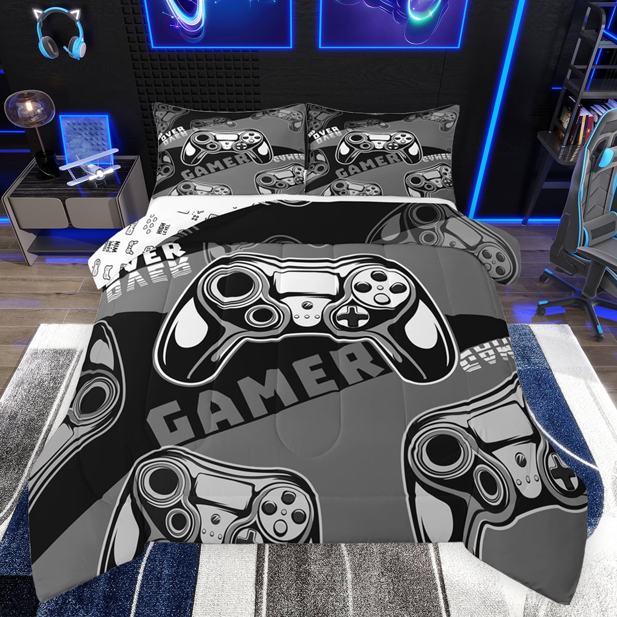 Feelyou Gaming Gamer Kids Queen Comforter Set, Game Gamepad Controller ...