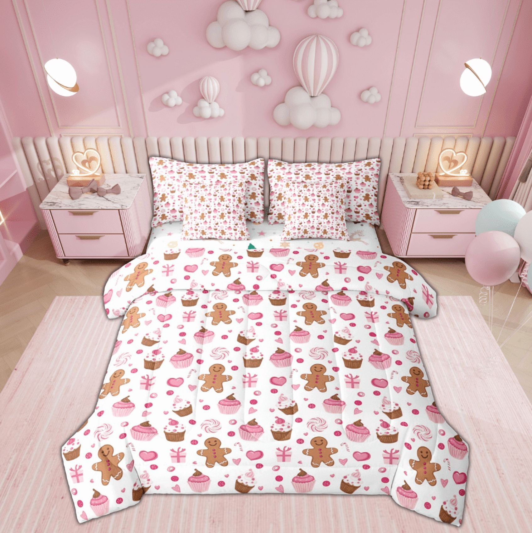 Feelyou Gingerbread Man Bedding Comforter Set 7pcs for Kids, Christmas ...