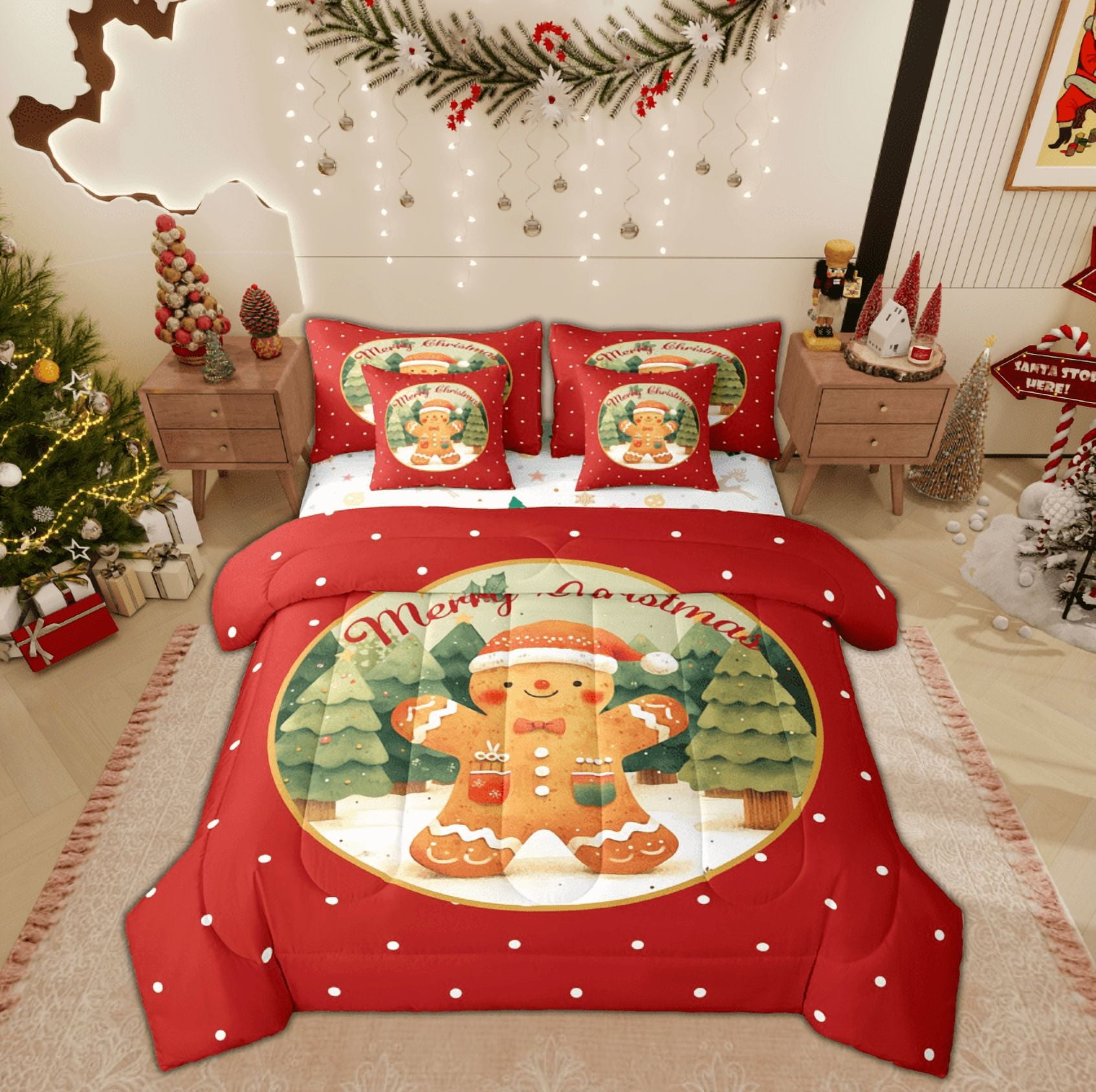 Feelyou Gingerbread Man Bedding Comforter Set 7pcs for Teens, Dreamy ...
