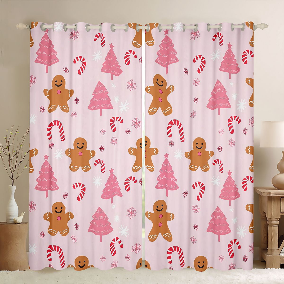 Feelyou Gingerbread Man Kids Curtains Pack of 2 (42x84 Each), Kawaii ...