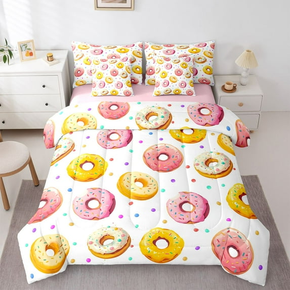 Feelyou Girl Cartoon Donut Bedding Comforter Set 7pcs, Polkadots Circle ...