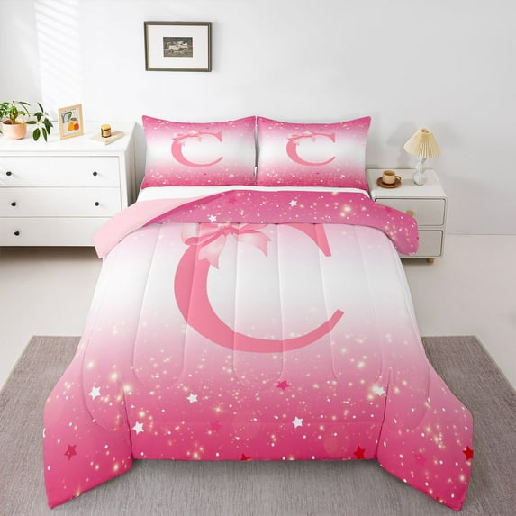 Feelyou Girl Ribbon Letter C Full Size Comforter Sets, Sequin Print ...